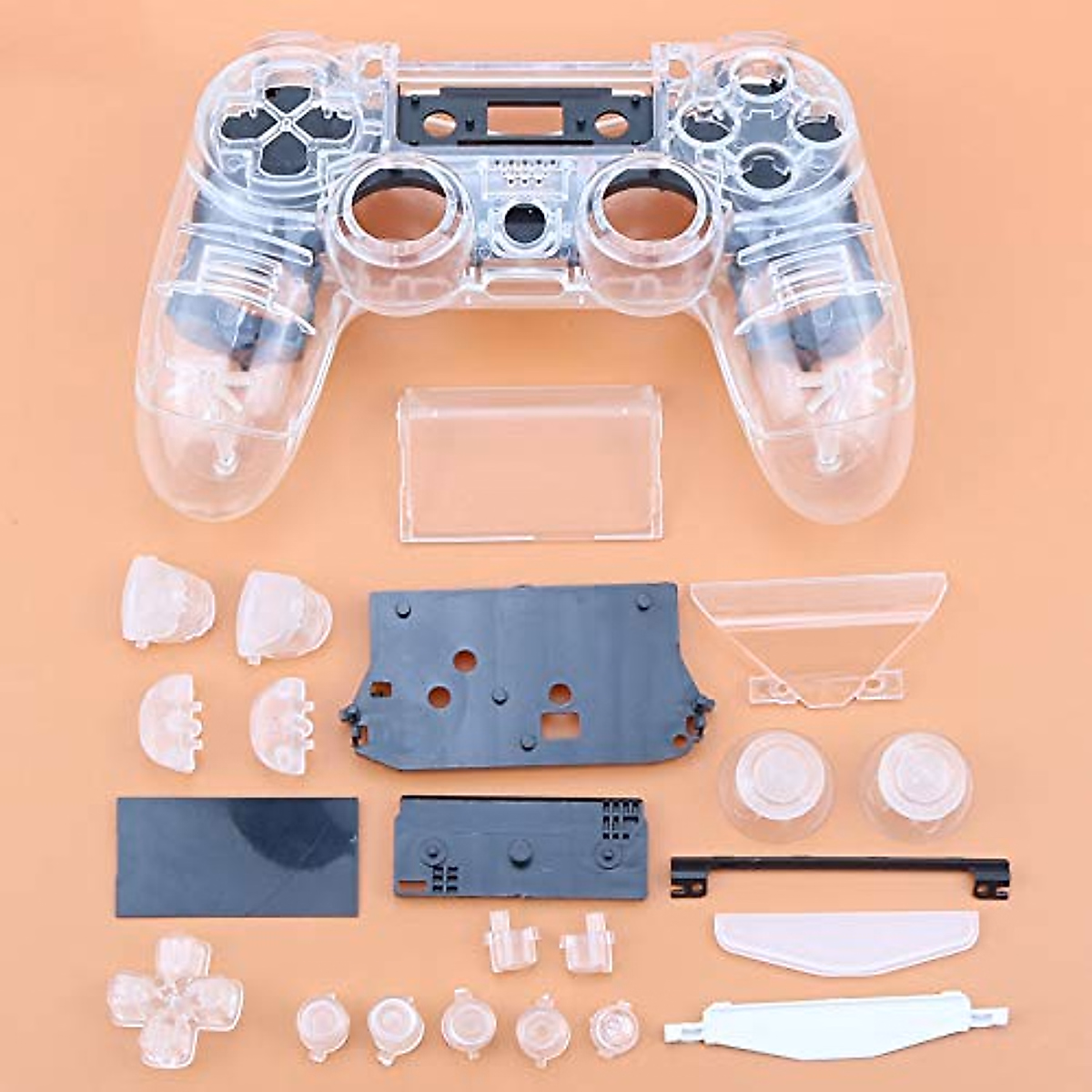 Full Housing Shell Case Cover with Buttons for Sony Playstation 4 PS4 JDM-011 JDM-001 Wireless Controller (Clear)