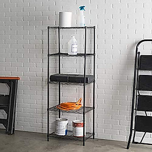 Home Basics Wire Shelving Storage Unit (5 Tier, Black)