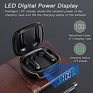 [2022 Upgraded] True Wireless Earbuds Bluetooth 5.3 Headphones with Superior Stereo Sound, Gaming Buds, IPX8 Waterproof Earphones, 8Hr Long Playtime/Single Charge, Touch Control in-Ear Headset w/Mic