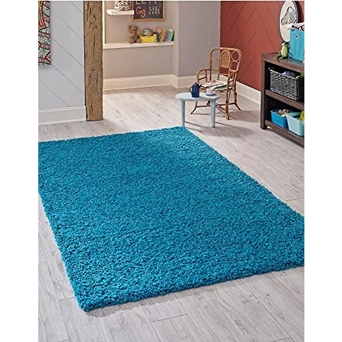Rugs.com - Über Cozy Solid Shag Collection Rug – 2' x 3' Turquoise Shag Rug Perfect for Entryways, Kitchens, Breakfast Nooks, Accent Pieces