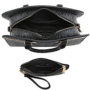 MKP Women Satchel Handbags Shoulder Purses Totes Top Handle Work Bags with Matching Wristlet Wallet (Black)