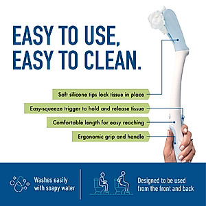 Juvo Travel Toilet Aid & Case | 17" Travel Toilet Aid and Lightweight Portable Plastic Storage Case | Personal Self Wiping Tools (2-Pack Value Bundle)