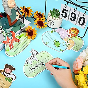 48 Pieces Jungle Animal Cutouts Safari Friend Animal Cutouts Colorful Animal Paper Cutouts with Glue Point Dots for Bulletin Board Classroom School Safari Animals Theme Party