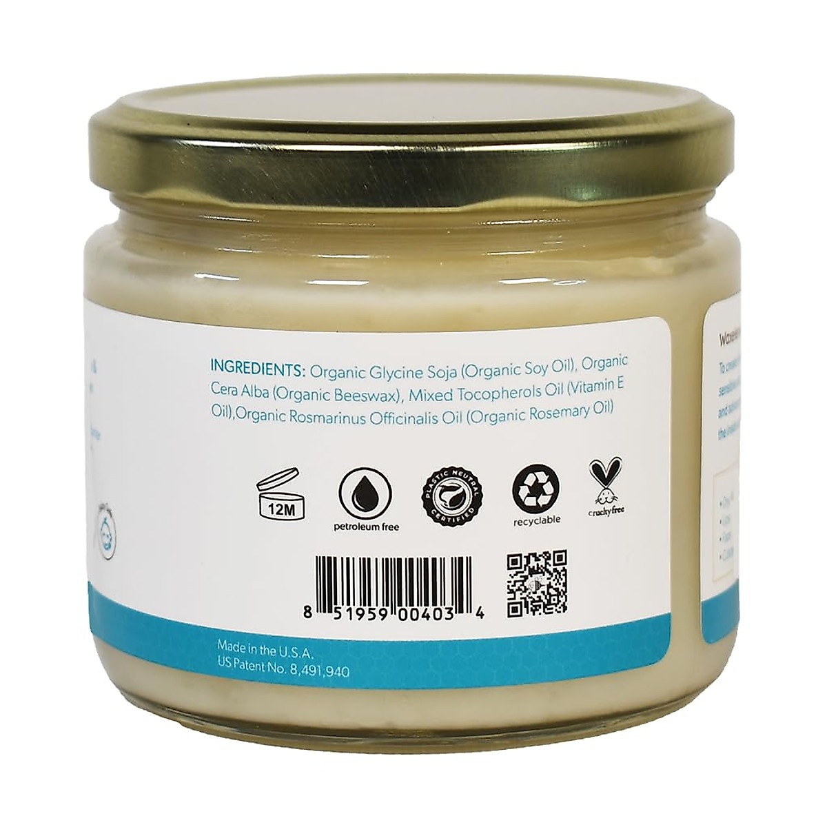 Waxelene Original Aerated Balm Large Jar, Organic Multipurpose Ointment the Petroleum Jelly Alternative Eczema Dry Sensitive Skin Face Moisturizer