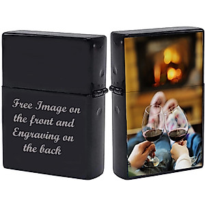 Custom Gifts Infinity Lighter! Personalize Lighter with Your Image or Logo! Customized (Black)