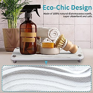 Owntow Instant Dry Sink Organizer, Water Absorbing Stone Fast Drying Sink Caddy, Diatomaceous Earth Sink Tray Stone with Stainless Steel Feet, Modern Home Stone Tray for Bathroom/Kitchen