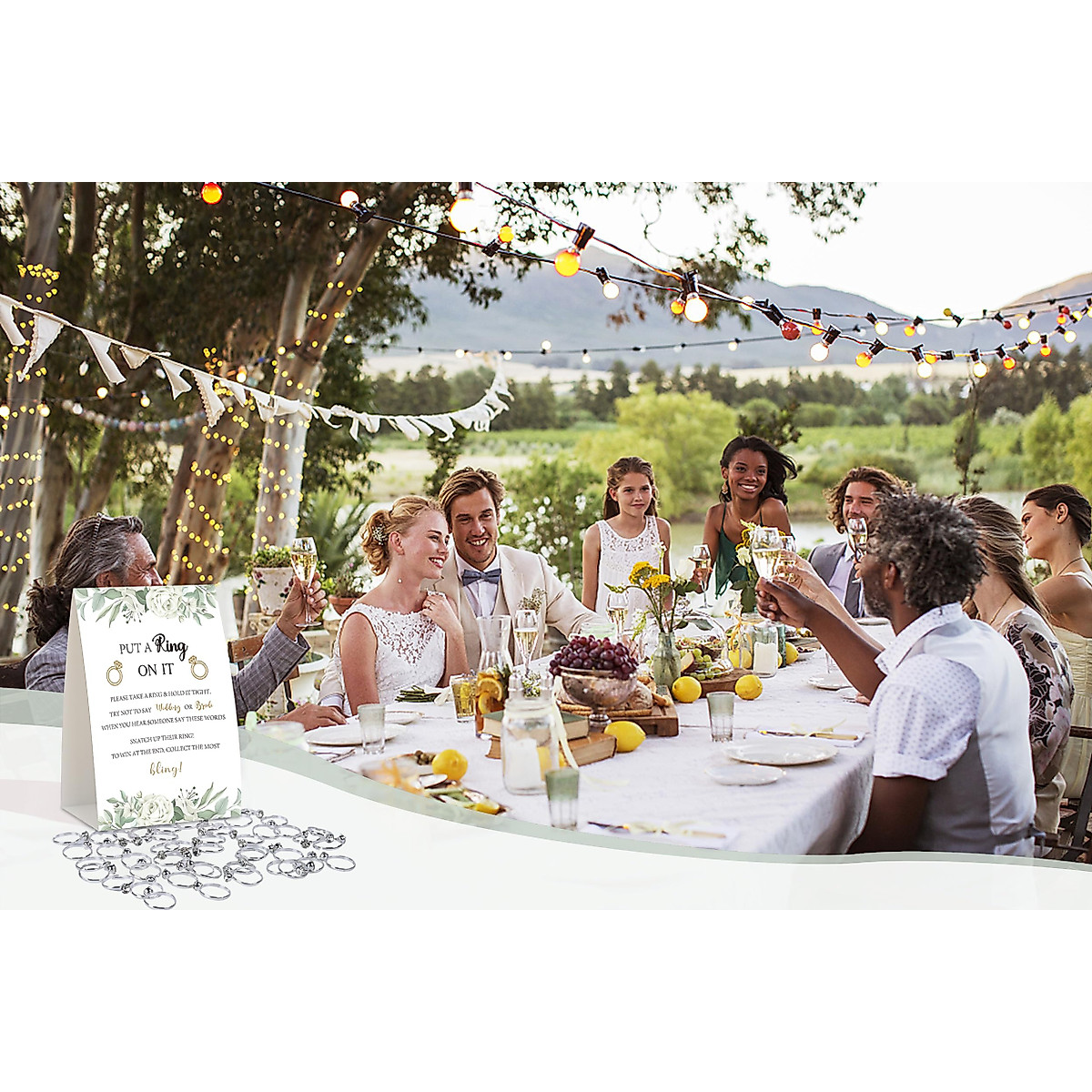 Put a Ring On It,Don't Say Bride or Wedding Game,Bridal Shower Games 50 Guests,Green Garden Bridal Shower Game,Engagement Party,Bachelorette Decorations for Party,Woodland Bridal Shower Favors-L27