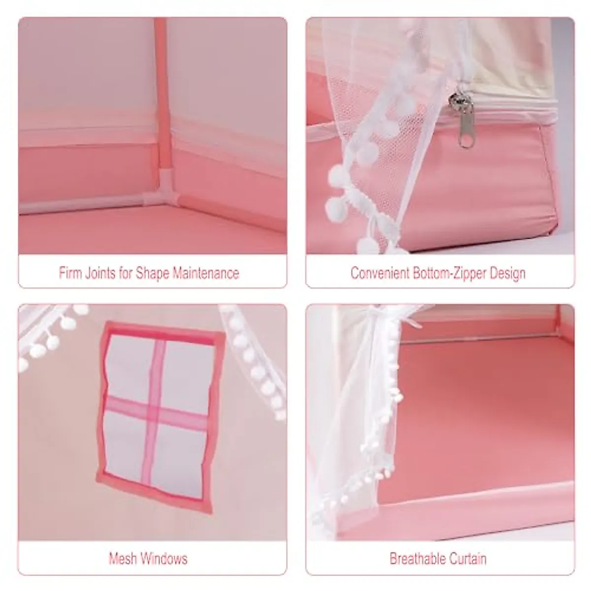 SOHAPY Play Tent Playhouse for Kids Princess Castle Tent Gift Toys for Girl Play House with Lights and Flags for Toddler Children Indoor & Outdoor(51"x 39"x 47") (Pink)