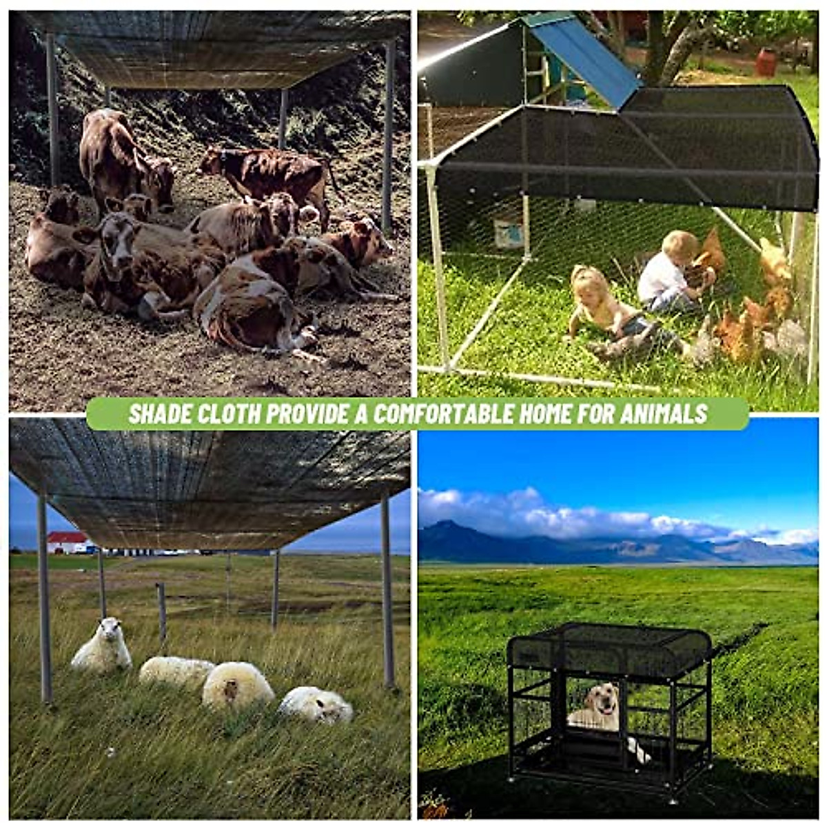 Cool Area 55% Sun Shade Cloth Mesh Tarp with Grommets for Plant Cover Patio Canopy Garden Pergola Greenhouse Car Barn Kennel 6.5ft x10ft Black