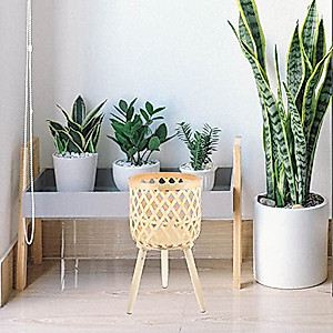 GANAZONO Home Decor Planter Pot Basket with Stand Bamboo Indoor Plant Rack Planter Container Flower Pot Holder Indoor Outdoor Plants Display Shelf for Bonsai Home Office House Plants Indoors Live