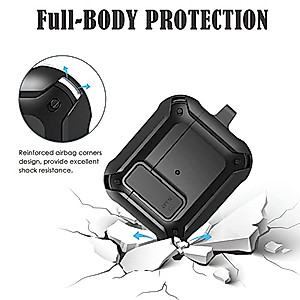 doeboe for AirPods 3rd Generation Case, Cover for AirPod 3 Generation Charging Case, Lock Lid Cover with Sturdy Keychain Supports Wireless Charging for Man Woman [LED Visible] (Black)