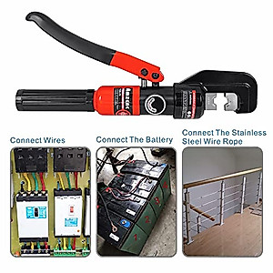 AMZCNC Hydraulic Wire Battery Cable Lug Terminal Crimper Crimping Tool 12 AWG to 00 (2/0) Electrical Terminal Wire Crimping Plier Kit,Marked with AWG