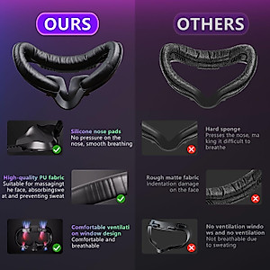 Face Pad & Face Cover Cushion Replacement Compatible with Oculus/Meta Quest 2 -VR Accessories Facial Interface Bracket Foam Soft Silicone & Comfortable Leather Sweat-Proof Anti-Leakage Nose Pad