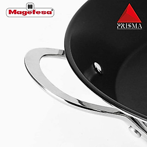 MAGEFESA Prisma – 13.4 inches Paella pan, made of 18/10 stainless steel, triple layer non-stick, for all types of kitchens, INDUCTION, dishwasher and oven safe up to 392ºF