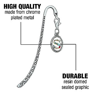 Letter S Floral Monogram Initial Metal Bookmark Page Marker with Oval Charm