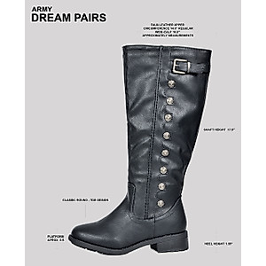 DREAM PAIRS Women's Wide Calf Knee High Boots, Fashion Winter Riding Boots, Black-Wide-a, Size 10 Army-w