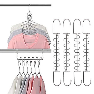 GEFTOL Metal Space Saving Hangers 12 Slots New Version Hanger Magic Cascading Hanger Closet Wardrobe Clothes Organizer(4 Pack)