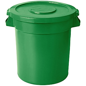 PRO&Family 10 Gallon Trash Can with Lid Round Ingredient Storage Containers Recycling Bin Kitchen Garbage Can Office Garbage Can Trash Barrel Plastic Barrel Yard Waste Bin Outdoor Trashcan (1, Green)