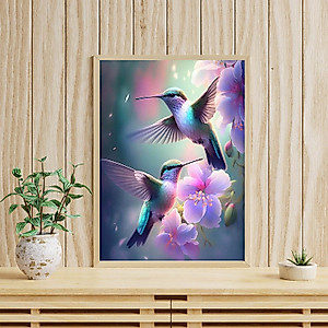 Hummingbird Diamond Art Kits for Adults, Birds Round Full Drill Diamond Painting Kits for Beginners Gem Art Painting Kits, DIY 5D Diamond Dots Painting with Diamond Arts and Crafts Decor 12x16inch
