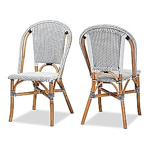 Baxton Studio Genica Dining Chairs, Indoor and Outdoor, Black/White/Brown