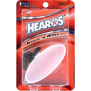 Hearos Earplugs Rock 'n Roll Series with Free Case, 1-Pair Foam