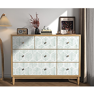 Modern Peel and Stick Wallpaper 17.3''×78.8'' Geometric Wallpaper Boho Contact Paper Green and White Self-Adhesive Wallpaper Removable Decorative Wallpaper for Bedroom Bathroom Cabinets Decor Vinyl