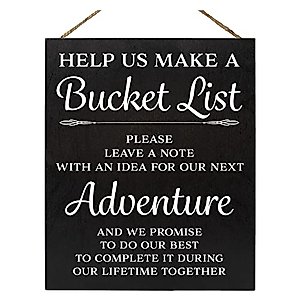 JennyGems Bucket List Wedding Signs, Wedding Decor, Wedding Reception Sign, Wedding Table Decorations, Wedding Bucket List, 10 x 12 Wooden Sign, Black