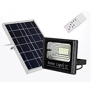 10W Solar Outdoor Flood Light Waterproof/Remote Control/Automatic Working for Balcony, Patio, Garage, Porch, Garden