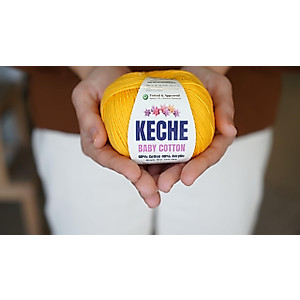 Keche Cotton Yarn, 60% Cotton 40% Acrylic Yarn, Soft Cotton Yarn for Crochet and Knitting, Amigurumi Yarn 1 Skein/Ball 1.76 Oz (50g) / 180 Yrds (165m) - Navy Blue