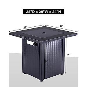 Legacy Heating 28in Propane Fire Pit Table, 50000BTU Outdoor Gas Fire Pit, 2 in 1 Firepit Table w/ Lid, Lava Rock, ETL Certified Steel Fire Table Add Warmth Ambience To Parties on Backyard, Black