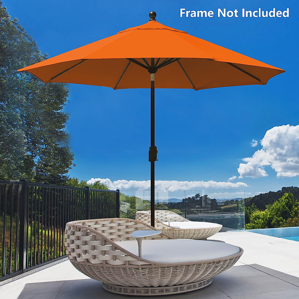 EliteShade USA 9FT Patio Umbrella Replacement Covers 8 Ribs Market Umbrella Canopy Cover (CANOPY ONLY) (Orange)