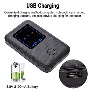 4G LTE Mobile Hotspot Device, Box-high Speed-2100Mah-can Connect up to 10 Users-USB Charging Portable 4G Router,Suitable for Mobile Phones,Laptops,etc.(T1)