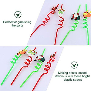 Amosfun 10pcs Silly Crazy Loop Straws Plastic Party Drinking Straws Christmas Party Favors Supplies