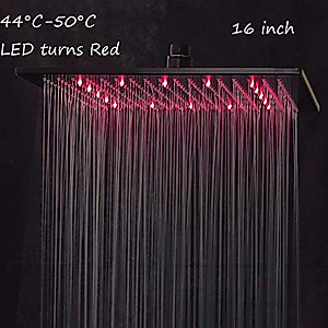 NeierThodore LED 16 Inch Square Shower Head Replacement with Rotatable Ball，Oil Rubbed Bronze