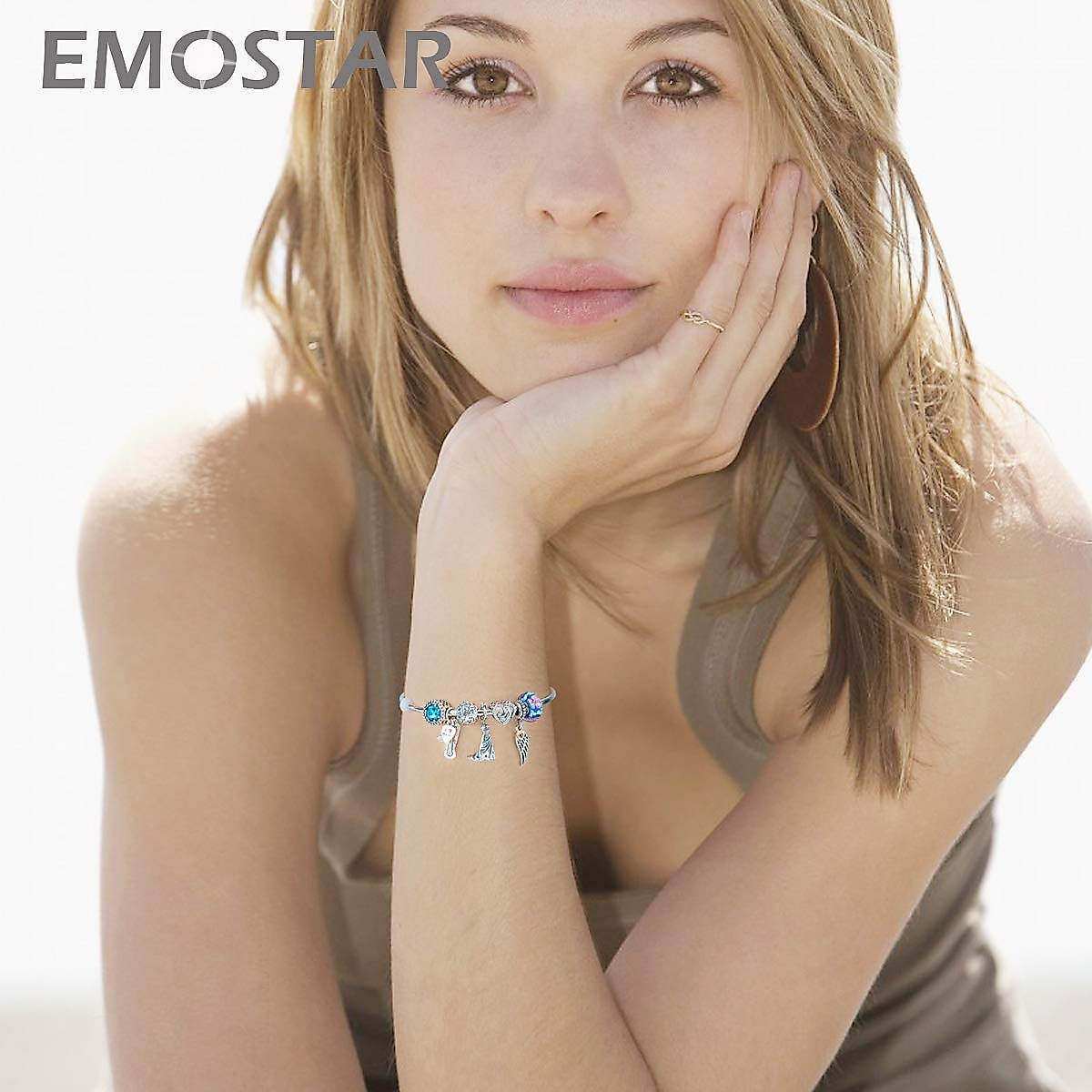 Wedding Ring Dangle Wedding Dress Charms fits Pandora Charm Bracelets–925 Sterling Silver Strapless Gown Pendant with Blue Crystals, Gifts Married Beads for Anniversary/Bride