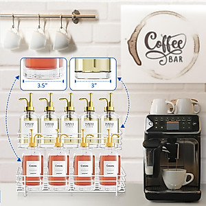 eipizx Coffee Syrup Organizer 2 Tier Syrup Bottle Holder Rack for Coffee Bar 10 Bottles White Wine Bottle Rack Coffee Syrup Stand Shelf for Syrup, Wine, Coffee Bar Organizer for Kitchen Coffee Shop