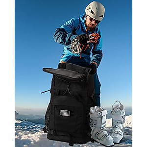 DAUSROOB Ski Boot Bag Snowboard and Ski Backpack 50L Padded Travel Boot Bag for Snowboard Boots, Helmet, Goggles, Gloves Durable Unisex Ski Bag