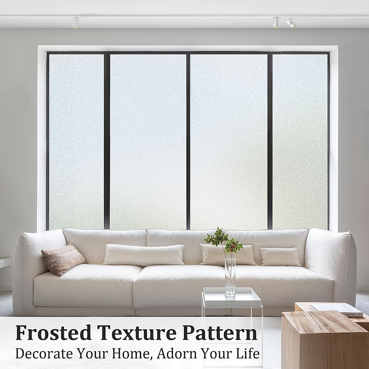 Window Film Frosted Glass Window Privacy Film No Glue Bathroom Window Privacy Film Static Cling Non-Adhesive Sun Blocking Heat Resistant Nighttime Privacy Covering Light Filtering