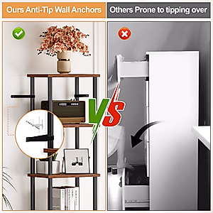 Sunghome Bookshelf, 6-Tier Bookcase with 2 Drawer, Narrow Bookshelves for Bedroom, Living Room, Free Standing Book Shelf Storage Organizer for Books, CDs, Rustic Brown