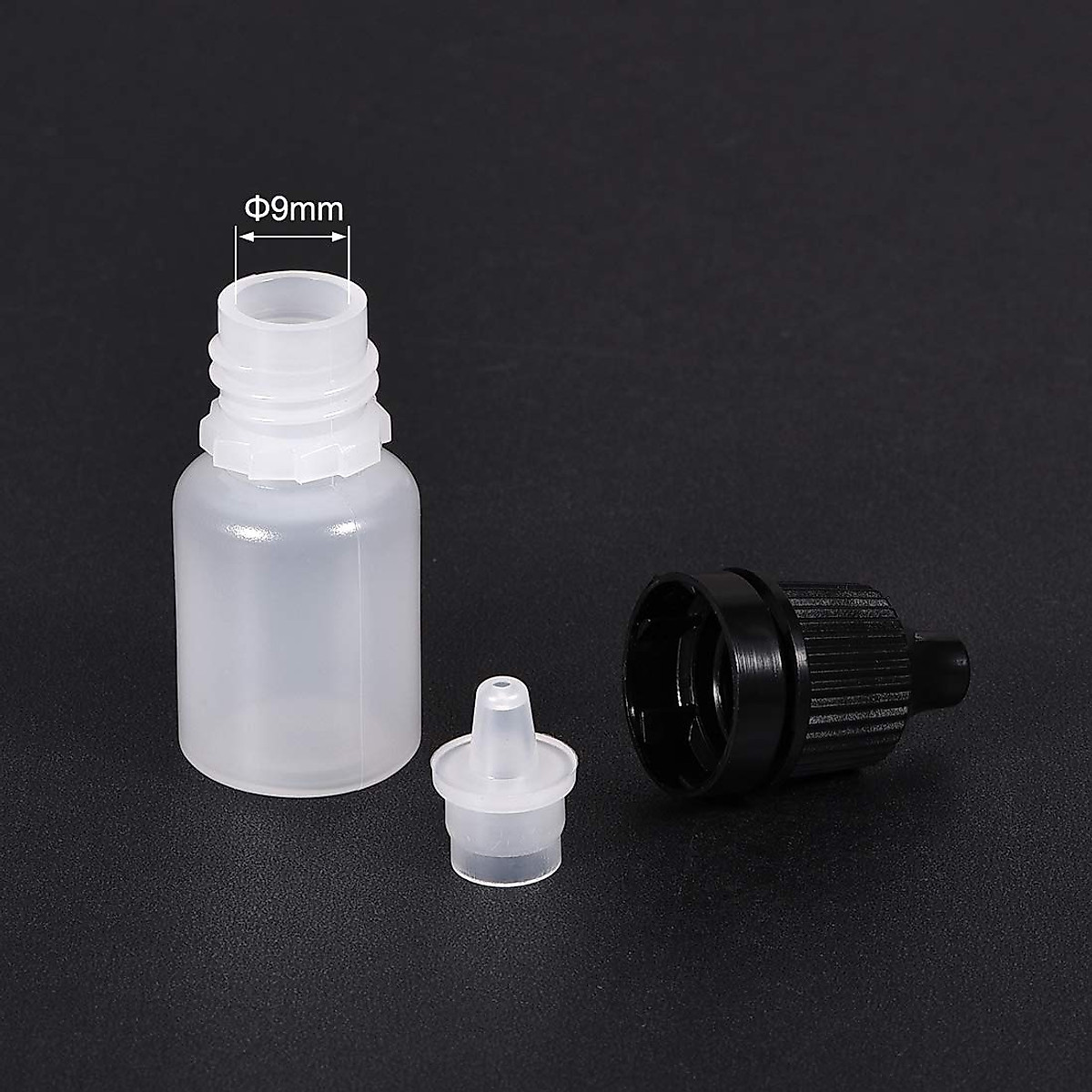 uxcell Plastic Dropper Bottles, 5ml/0.17 oz Empty Squeezable Dropper Bottle with Cap, Black, Pack of 10