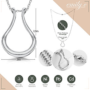 Emily C Ring Holder Necklace - Stainless Steel Ring Keeper Necklaces - Women & Men Wedding Ring Holder Necklace - Cute Necklace Jewelry for Women, Wife, Nurse, Doctor - Drop Ring Necklace Holder