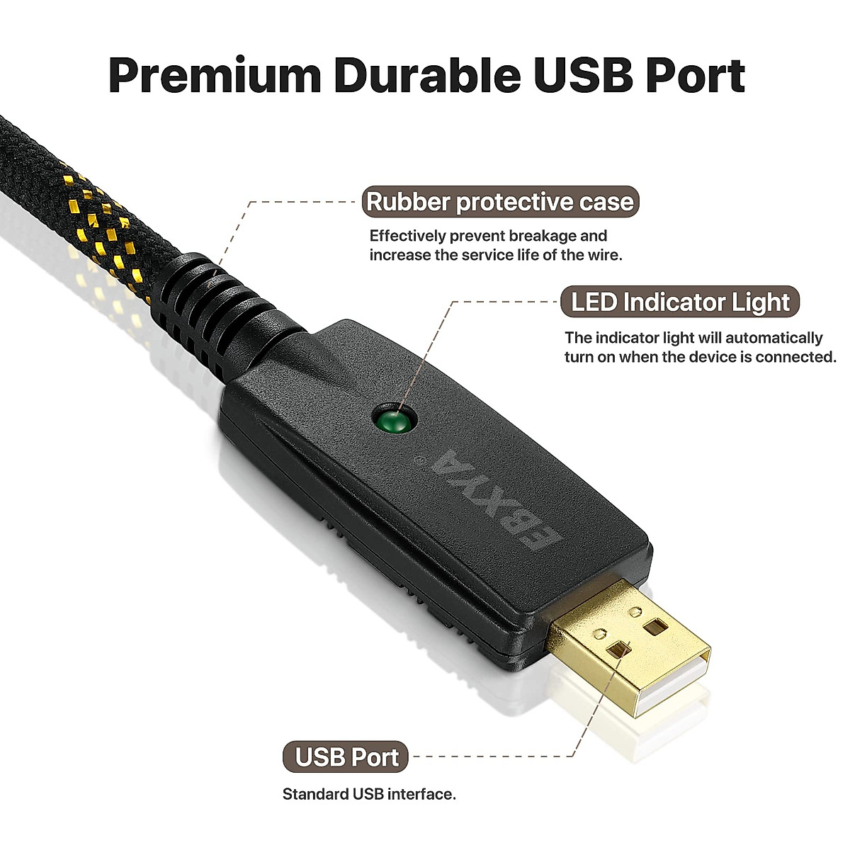 EBXYA USB Guitar Cable 10 Ft, Gold Plated 1/4 Inch Plug to USB Interface Cable Professional Guitar Bass to PC USB Recording Cord Adaptor 3M/10 Feet