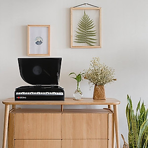 VOSTERIO Turntable HI-FI System with Dual Speakers, Belt-Driven Record Player with Bluetooth, Magnetic Cartridge, Built-in Amplifier