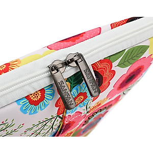 SANFAN 360° Protective 3 Pockets Laptop Sleeve Case Bag with Handle for MacBook Air 15 inch,MacBook Pro 16 inch and 15.6 inch Screen Laptop (Flowers)