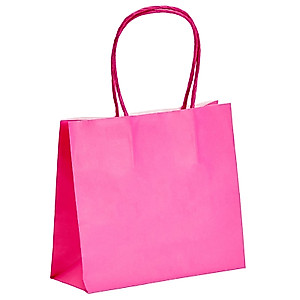 Sparkle and Bash 50 Pack Mini Pink Gift Bags with Handles, Bulk Kraft Party Favor Bags (6 x 5 x 2.5 In)