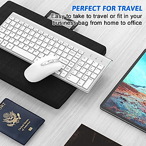 cimetech Wireless Keyboard and Mouse Combo, Compact Full Size Wireless Keyboard and Mouse Set 2.4G Ultra-Thin Sleek Design for Windows, Computer, Desktop, PC, Notebook, Laptop - Silver