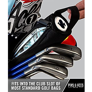 Pins & Aces Beer Sleeve 7-Can Insulated Cooler Sleeve - Stores Up to 7 Cans Discreetly in Your Golf Bag - Keeps Canned Beverages Cold While On The Golf Course - Fits in Most Golf Bags Styles & Types