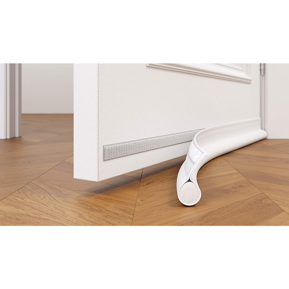 McDILS Under Door Draft Blocker White - Door Draft Stopper 32 to 38 inches - Weatherproofing Door Seal Strip - Draft Stopper for Bottom of Door - Noice Reduction Sound Proof Door Draft Blocker White