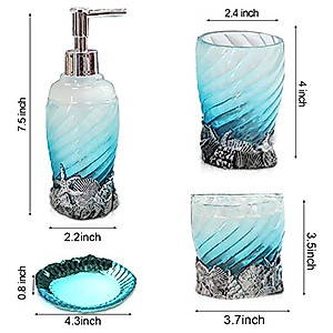 Hotsan Bathroom Accessory Set, 5 PCS Bath Ensemble Set Includes Soap Dispenser, Soap Dish, Tumbler, Toothbrush Holder - Polyresin Glass for Home, Office, Superior Hotel