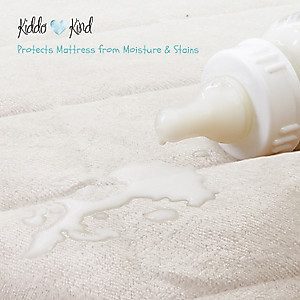 Kiddo Kind Baby Crib Mattress Protector with Free Portable Changing Pad - Waterproof Crib Mattress Pad Also Fits Toddler Bed